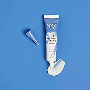 No7 Lift & Luminate Triple Action Eye Cream - Under Eye Cream for Dark Circles and Puffiness - Shea Butter & Hyaluronic Acid Hydrating Eye Cream + Antioxidant & Brightening Ginseng Extract (15ml)