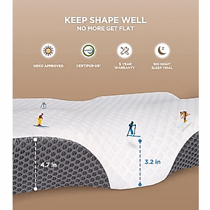 Groye Adjustable Neck Pillows for Pain Relief Sleeping, Enhanced Ergonomic Contour Shoulder Support, Cooling Cervical Memory Foam Pillows, No Smell Orthopedic Bed Pillow for Side Back Stomach Sleeper