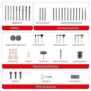 AVID POWER Rotary Tool Accessories Kit 360pcs, Rotary Tool Bits 1/8-inch Shanks Universal Fitment for Easy Cutting, Grinding, Sanding, Sharpening, Carving and Polishing