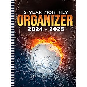 2-Year Monthly Organizer 2024-2025: Hardcover / 8.5x11 Large Dated Monthly Schedule With 100 Blank College-Ruled Paper Combo / 24-Month Life Organizing Gift / Volleyball Theme Art Cover