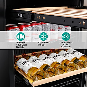 Kalamera Mini Fridge 24” Beverage and Wine Cooler Built-in or Freestanding - 120 Cans & 16 Bottles Capacity Wine Refrigerator Cooler- For Kitchen, Office or Bar with White Interior Light