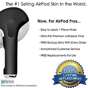 APSkin Skins for Apple AirPod Pro – Vinyl Protective Wraps Stickers Cover Earpods – Air Pods & Ear Pod Compatible Decal for Protection & Customization – Air Pod Pro Accessories – Gloss Black