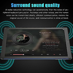 Haofy 10 Inch Tablet, Blue Dual Camera Tablet Pc for on The Go (US Plug)