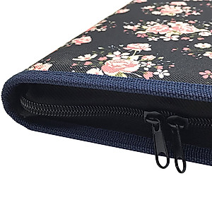 Ozzptuu Floral Printed Canvas A4 Size 13 Pockets Expandable File Folder Accordion Document Organizer with Portable Handle