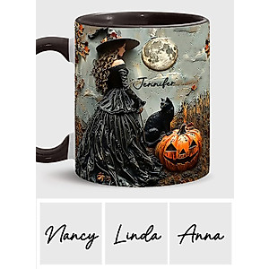 Beautiful Witch Personalized Witch Accent Mug, Personalized Halloween Mug for Women Custom Witch Ceramic Mug, Customized Halloween Mug Gift for Her, Soul Sister, Best Friend, Woman