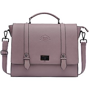 EaseGave Women's 17 Inch Laptop Briefcase, Vintage Purple Saffiano Eco-leather, Multi-Compartment, 3 lb Weight Capacity