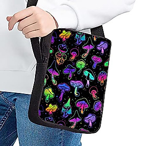 WELLFLYHOM Mushroom Crossbody Bag for Purse for Women Teen Girls Messenger Bag Small Canvas Cross Body Bag Travel Beach Shoulder Handbag Satchel Stuff Sack for Kids