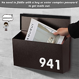 KYODOLED Wall-Mount Mailbox,Large Capacity Mail Box,Galvanized Steel Rust-Proof Metal Post Box,Mailboxes for Outside,15.7"x9.9"x4.9" Bronze