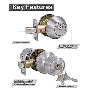 Lanwandeng 2 Sets Keyed Alike Entry Door Knobs and Single Cylinder Deadbolt Lock Combo Set Security for Entrance and Front Door, All Keyed Same Door Lock with Classic Satin Nickel Finish