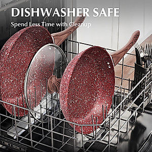 KOCH SYSTEME CS 10"+12"Nonstick Frying Cookware Sets with Lids-Frying Pan Sets with Whitford Granite Coating, Skillet Pan Cookware,PFOA & APEO Free, Aluminum Alloy,Bakelite Handle,Induction Compatible