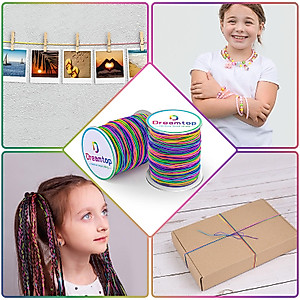 Dreamtop 1mm Stretchy Bracelet String, 100 Meters Rainbow Bead String Elastic String for Bracelet, Pony Bead String Elastic Cord for Jewelry Bracelet Making, Necklace String and Crafts, 109 Yard
