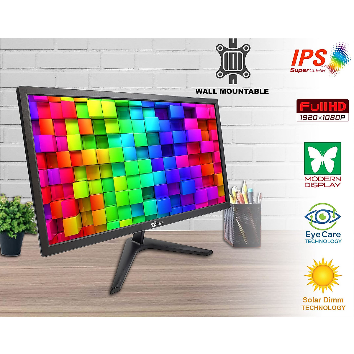 BTO New Dual 19 Inch LED Computer Desktop Tower Monitor, HD+ 1440 x 900 IPS Crisp Display, HDMI and VGA Port, 75Hz Refresh Rate, VESA Mountable, [ Black ]