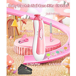 30 in 1 Baby Healthcare and Grooming Kit, Portable Baby Electric Nail Trimmer Set, Newborn Nursery Care Kit Baby Essentials with Baby Healthcare kit, Medicine Dispenser, Haircut Tools, etc (Pink)
