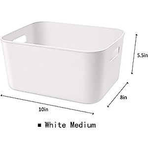 Amyup Set Of 2 Plastic Storage Bins,10.5×8×5.5" Versatile Kitchen Pantry Organization and Storage,for Plastic Storage Container Under Bed,Under Sink Bathroom Organizer (2 Pack Medium, White)