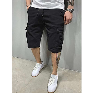 PIDOGYM Men's Casual Cargo Shorts, Waterproof Hiking Shorts Loose Fit Cargo Short with 6 Pockets Black