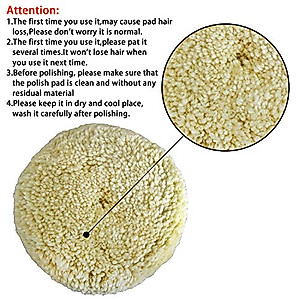 Polishing Pad Buffing Pads Kit 2PCS 6inch 100% Natural Wool Hook & Loop Grip Buffing Pad for Compound Cutting & Polishing for Car Polishing Motorcycle Washing Machine Refrigerator Furniture etc