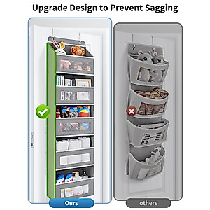 JARLINK Over The Door Organizer Storage, 5 Shelf Hanging Door Organizer with 5 Large Capacity Pockets, Anti Tilt 44 lb Load Behind Door Organizer for Bedroom, Bathroom, Pantry, Nursery, (Grey)