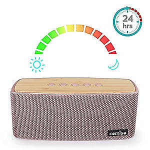 comiso Bluetooth Speakers, 20W Loud Wood Home Audio Outdoor Portable Wireless Speaker, Subwoofer Tweeters for Super Bass Stereo Sound Bluetooth 5.0 Handsfree 24H Playtime (Pink)