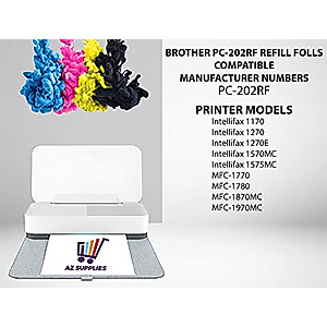 AZ SUPPLIES Compatible Replacement for Brother PC-202RF Refill FOLLS Intellifax 1170-1270-1270E-1570MC-1575MC MFC-1770-1780-1870MC-1970MC 4 Pack