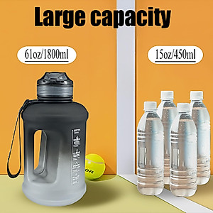 POPOACTI Sports Water Bottle, 63 Oz/1800mL, Leak Proof BPA Free Travel Outdoor For Men Women (Gradient_Black)