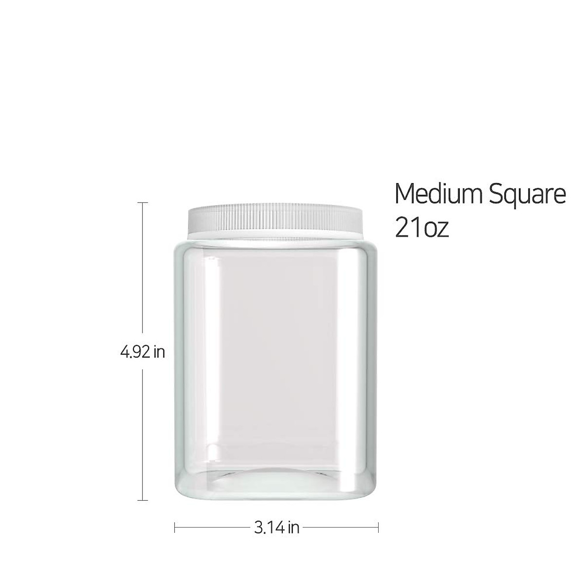 Silicook Clear Plastic Jar, Set of 3 - Square Shaped, Transparent, Food Storage Container, Kitchen & Household Organization for Dry goods, Spices, Vegetables, Ingredients and More (M)