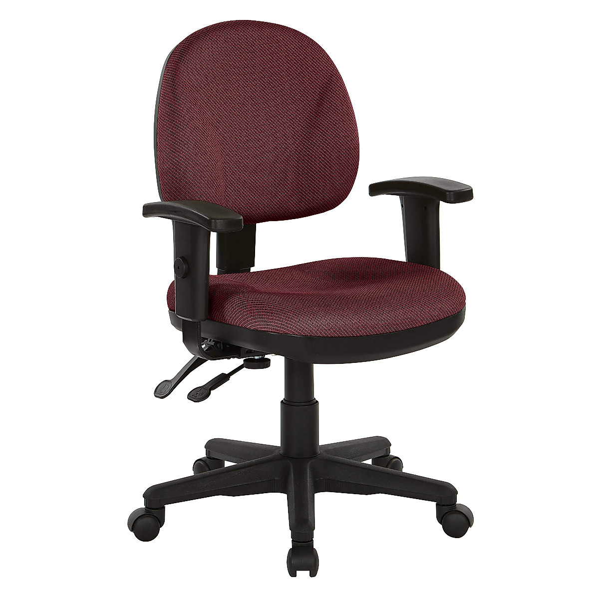 Office Star Ergonomic Sculptured Manager's Office Chair with Adjustable Arms, Diamond Wine Fabric