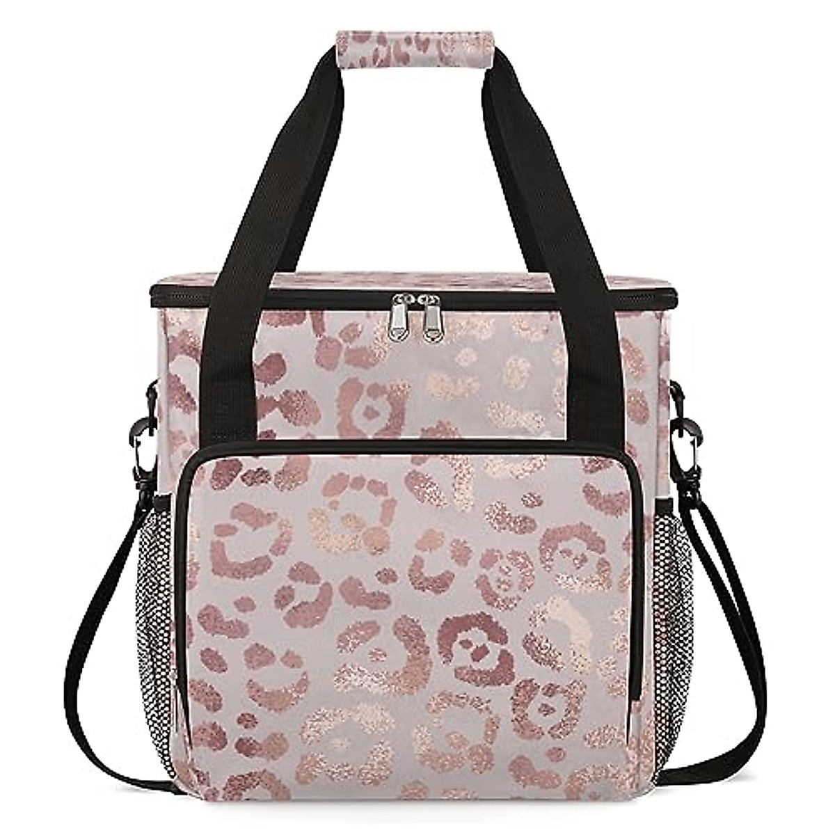 cfpolar Coffee Maker Carrying Bag Pink Leopard Travel Coffee Machine Bag Carrying Organizer Case Portable Single Serve Coffee Brewer Tote Bag Storage Bag for Camping Picnic