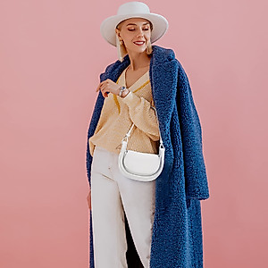 CECILE Designer Shoulder Handbags for Women, Mini Crossbody Purse Bag, Small Trendy Clutches wth 2 Straps (White)