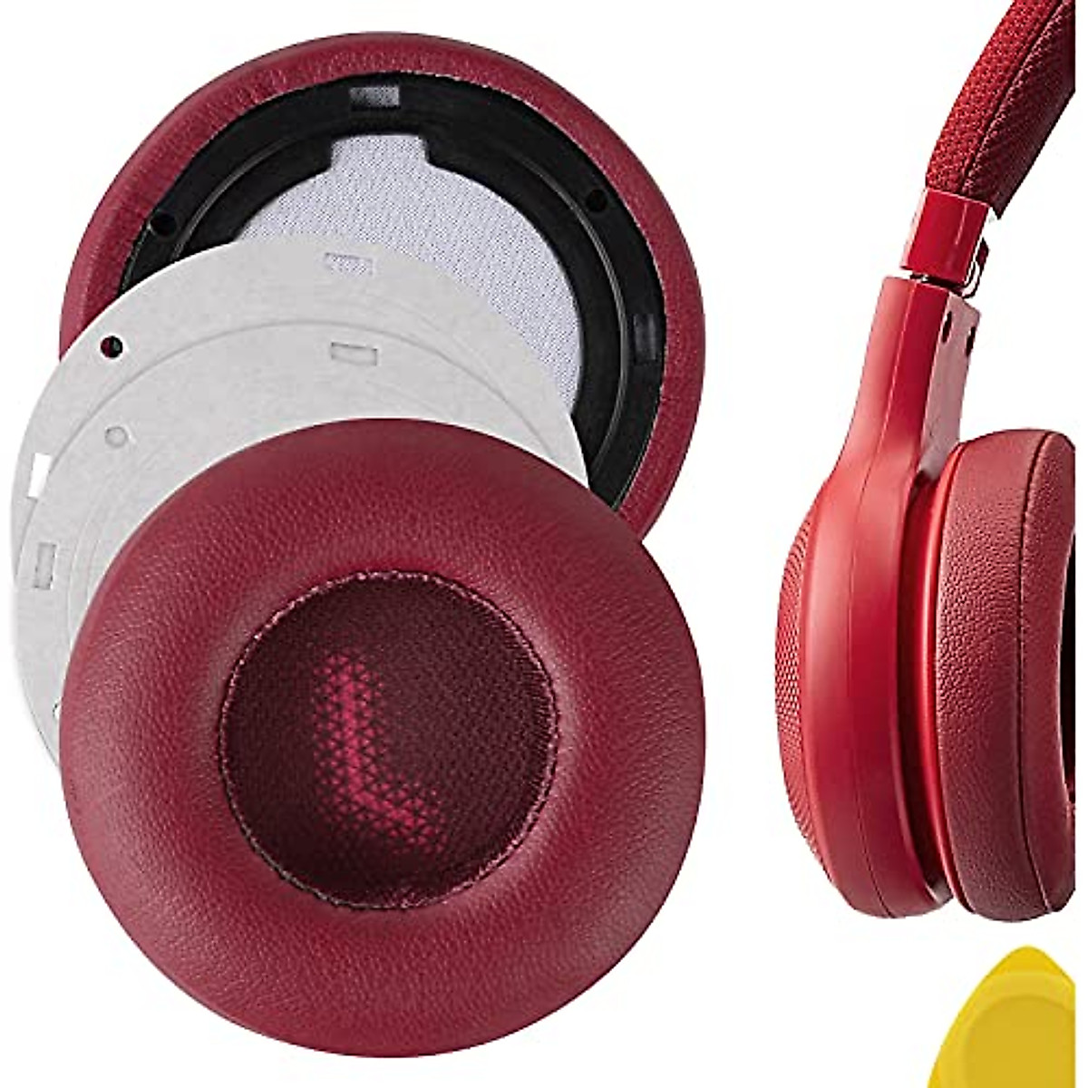 Geekria QuickFit Replacement Ear Pads for JBL E35, E45bt, E45, C45BT Headphones Ear Cushions, Headset Earpads, Ear Cups Repair Parts (Red)