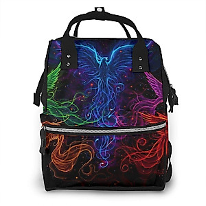 Cool Fire Flame Phoenix Diaper Bag Backpack Multi Function Nappy Bag Large Capacity Mommy Backpack Organizer for Baby Care Baby Bag for Mom and Dad
