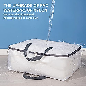 Hiermi Clear Storage Bags with Zipper- Clothes Storage Blanket Storage Under Bed Storage Large Capacity Clear Bag for Sweaters, Blankets, Comforters, Bedding Sets, and Much More (XXL, Yellow)