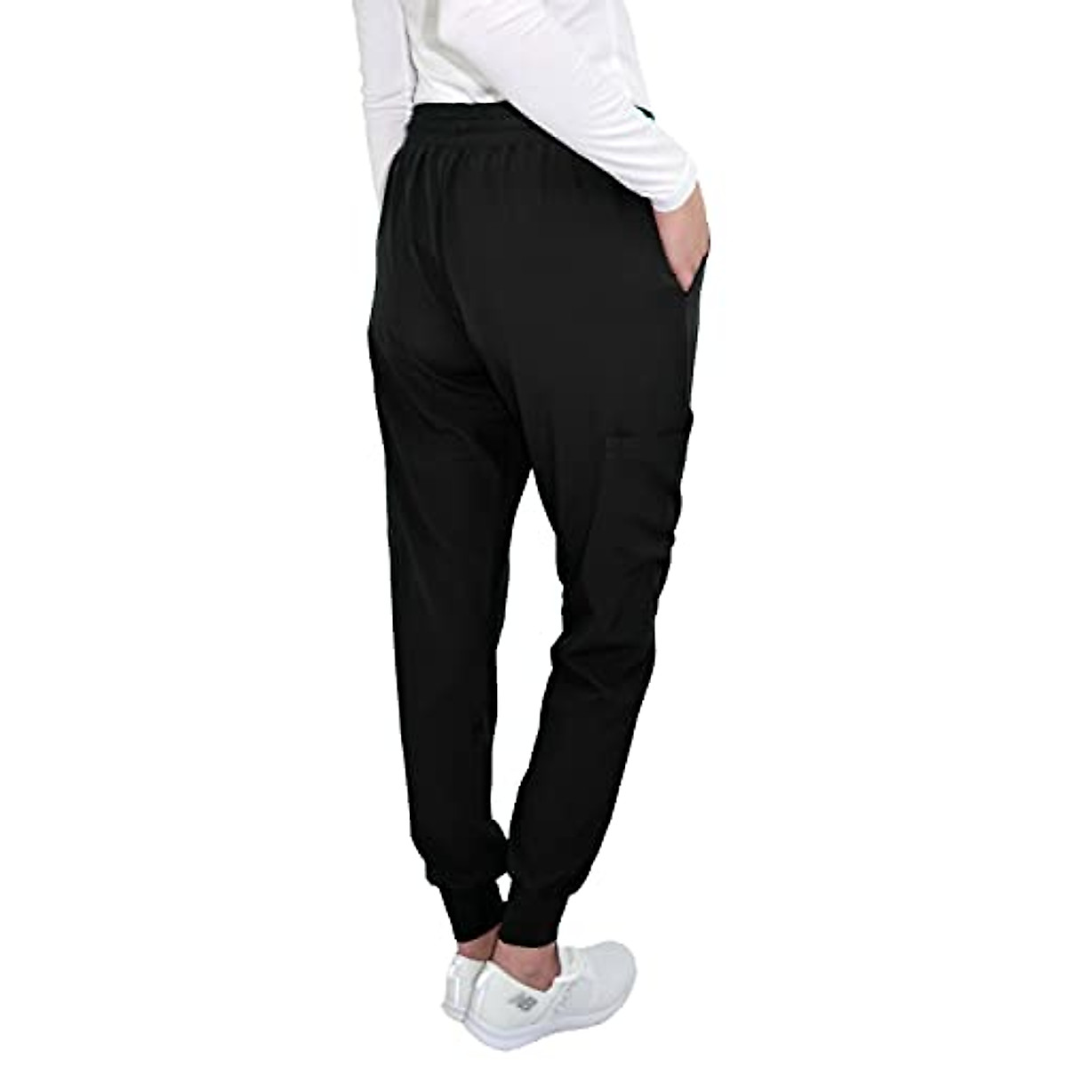 Green Town Women's Medical Nursing Jogger Scrub Pant GT Performance-Black-X-Large