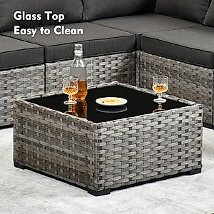 XIZZI Patio Furniture Sets Outdoor Sectional Sofa with Swivel Rocking Chairs,9 PCS All Weather PE Wicker Outside Conversation Couch with Coffee and Side Table for Backyard Deck Garden,Black