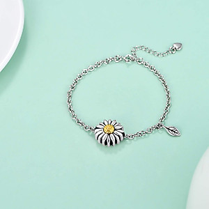 Sunflower Cremation Jewelry 925 Sterling Silver Urn Bracelet Link Flower Keepsake Ashes Memorial Pendant Locket for Women Mom