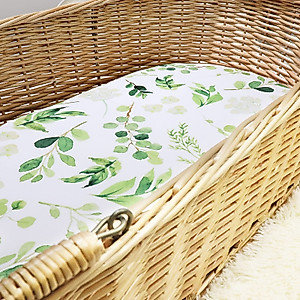 Green Leaves Crib Sheet and Changing Pad Covers,Bassinet Sheet