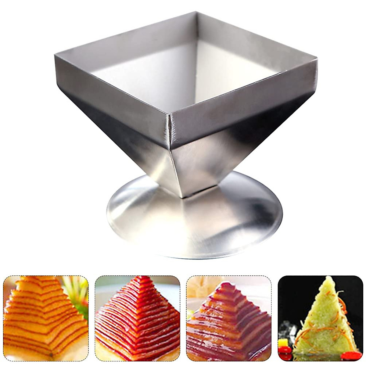 Hemoton Stainless Steel Pyramid Mold Cake Food Mold Stuffed Meat Shape Form Rice Shaper Metal Serving Plate for Home Restaurant Kitchen Size