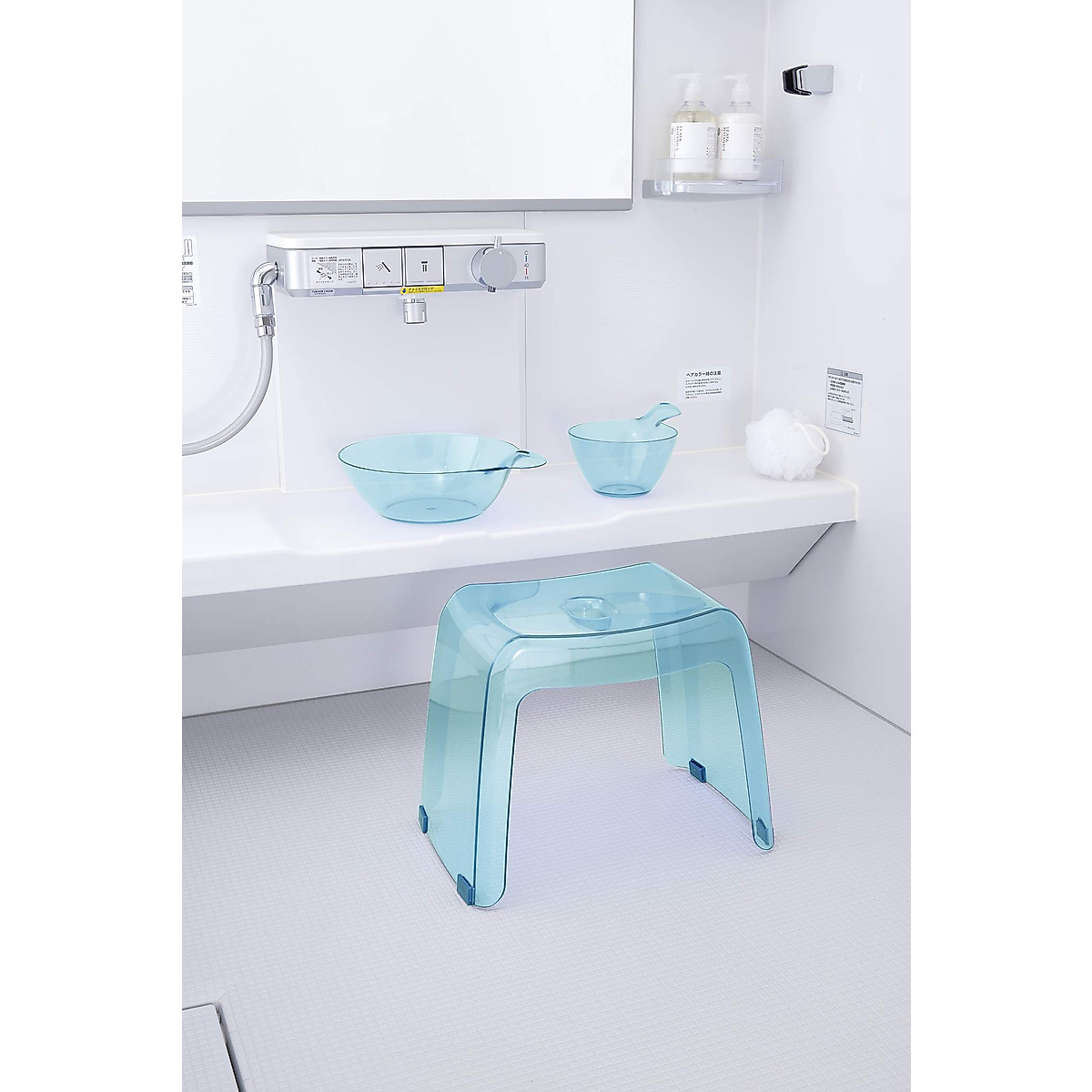リッチェル Richell Carari Bath Chair, Height 7.9 inches (20 cm), Aqua Blue, Made in Japan