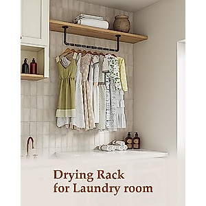 Bodato Industrial Clothing Rack 38.4'' for Wall, Heavy Duty Pipe Clothes Rack Wall Mounted for Hanging Clothes Garment, Closet Rod Hanging Bar for Walk-in Closet