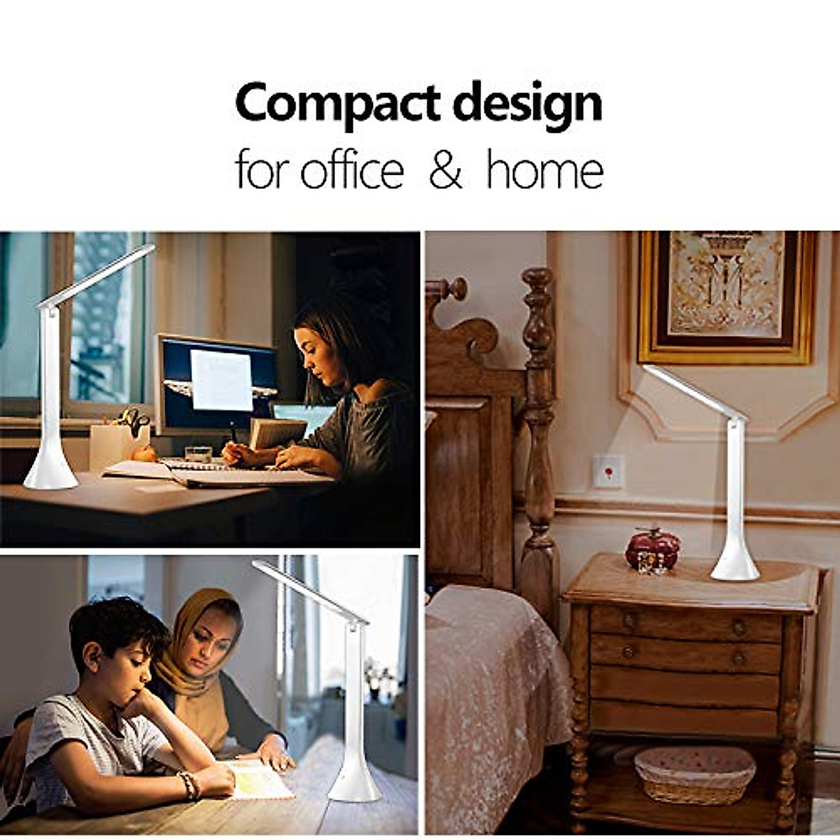 LED Desk Lamp, Desk Lamp (3 Modes, Touch Control) Table Lamp, Office Lamp for Reading, Studying, Reading, USB Rechargeable