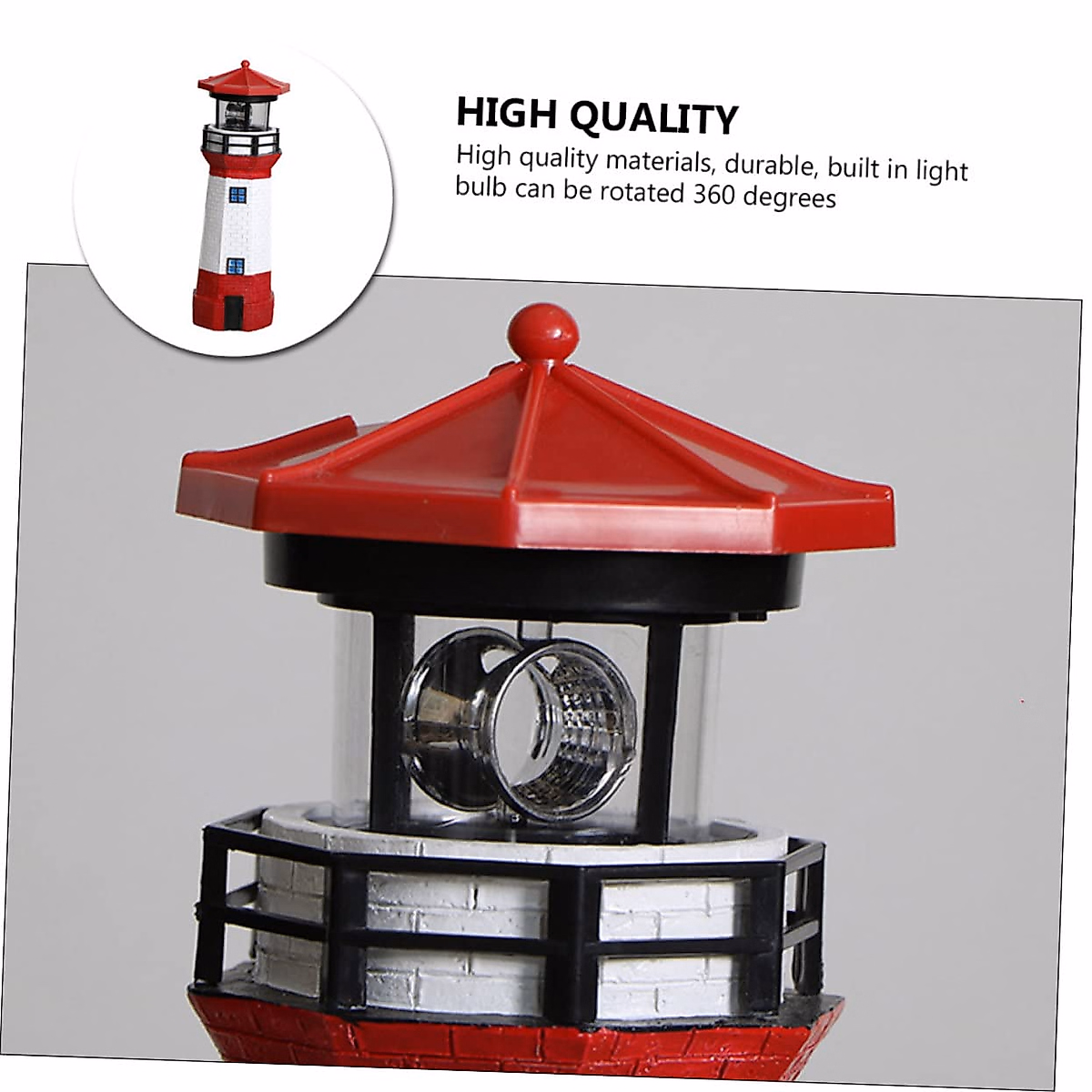 Abaodam 1Pc Solar Rotating Light Patio Lamps Outdoor Outside Patio Light Outdoor Patio lamp Garden Lighthouse Rotating Lighthouse Light Outdoor LED Solar Lights Revolving Light Shine Resin