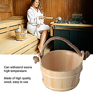 KELUNIS Sauna Wooden Bucket and Ladle Kit, 6L Mongolian Scotch Pine Sauna Bucket with Wood Spoon - Perfect for Steam Room, Sauna and Hot Tub