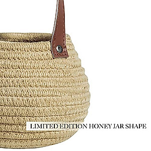 Jute Woven Hanging Storage Baskets, 2pack Wall Hanging Basket Organizer for Plants, Key, Sunglasses, Wallet on Door, Small Woven Baskets for Storage, Rope Woven Baskets for Baby Nursery Kids Gift