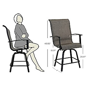 Grand patio Outdoor Counter Height Patiol Stools Set of 6, All-Weather Swivel Bar Chairs for Balcony, Poolside, Backyard, Garden (Coffee, 6PC)