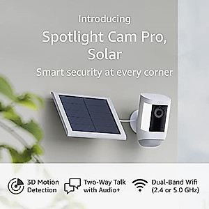 Introducing Ring Spotlight Cam Pro, Solar | 3D Motion Detection, Two-Way Talk with Audio+, and Dual-Band Wifi (2022 release) - White