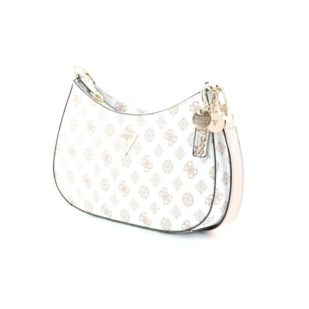 GUESS Noelle Top Zip Shoulder Bag, White Logo