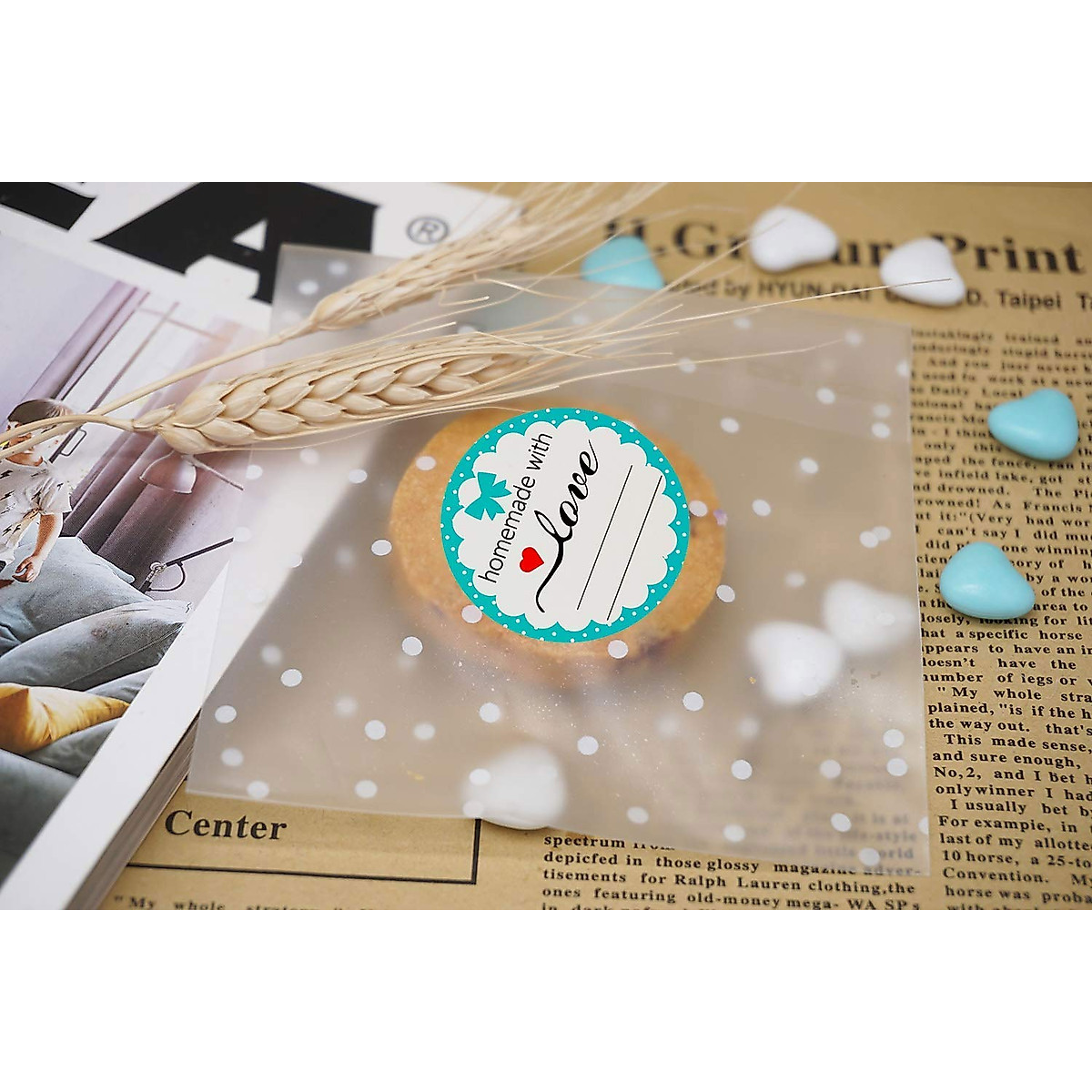 Homemade with Love Stickers with Lines,2 Inch Canning Labels for Jar,Storage Bins,Baking Packaging Seals for Handmade Goods,504 Pcs Per Pack