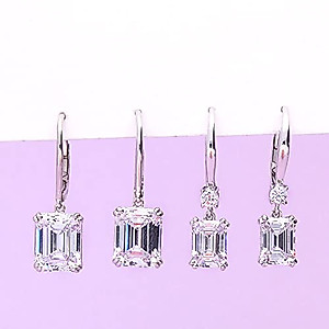 BERRICLE Sterling Silver Cubic Zirconia CZ Fashion Leverback Dangle Drop Earrings for Women, Rhodium Plated