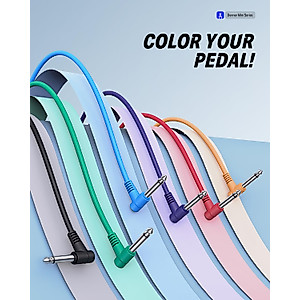 Donner 6 Inch Guitar Patch Colored Cable 6-Pack, TS 1/4" Right Angle to TS 1/4" Right Angle