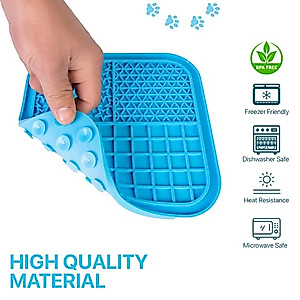 Lick Mat for Dogs and Cats, Pack of 2 Slow Feeding Lick Pads with Suction Cups Stick Anywhere - Dog Peanut Butter Licking Mat for Fun, Anxiety & Boredom Relief, Bathing, Grooming and Training