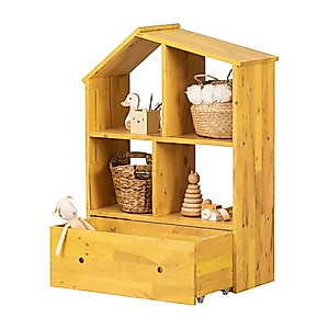 South Shore Sweedi Bookcase with Storage Bin, Yellow